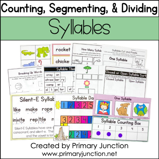 Counting Segmenting and Dividing Syllables Worksheets Syllable Division ...