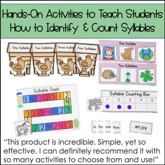 Counting Segmenting and Dividing Syllables Worksheets Syllable Division ...