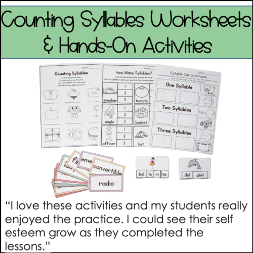 Counting Segmenting and Dividing Syllables Worksheets Syllable Division ...