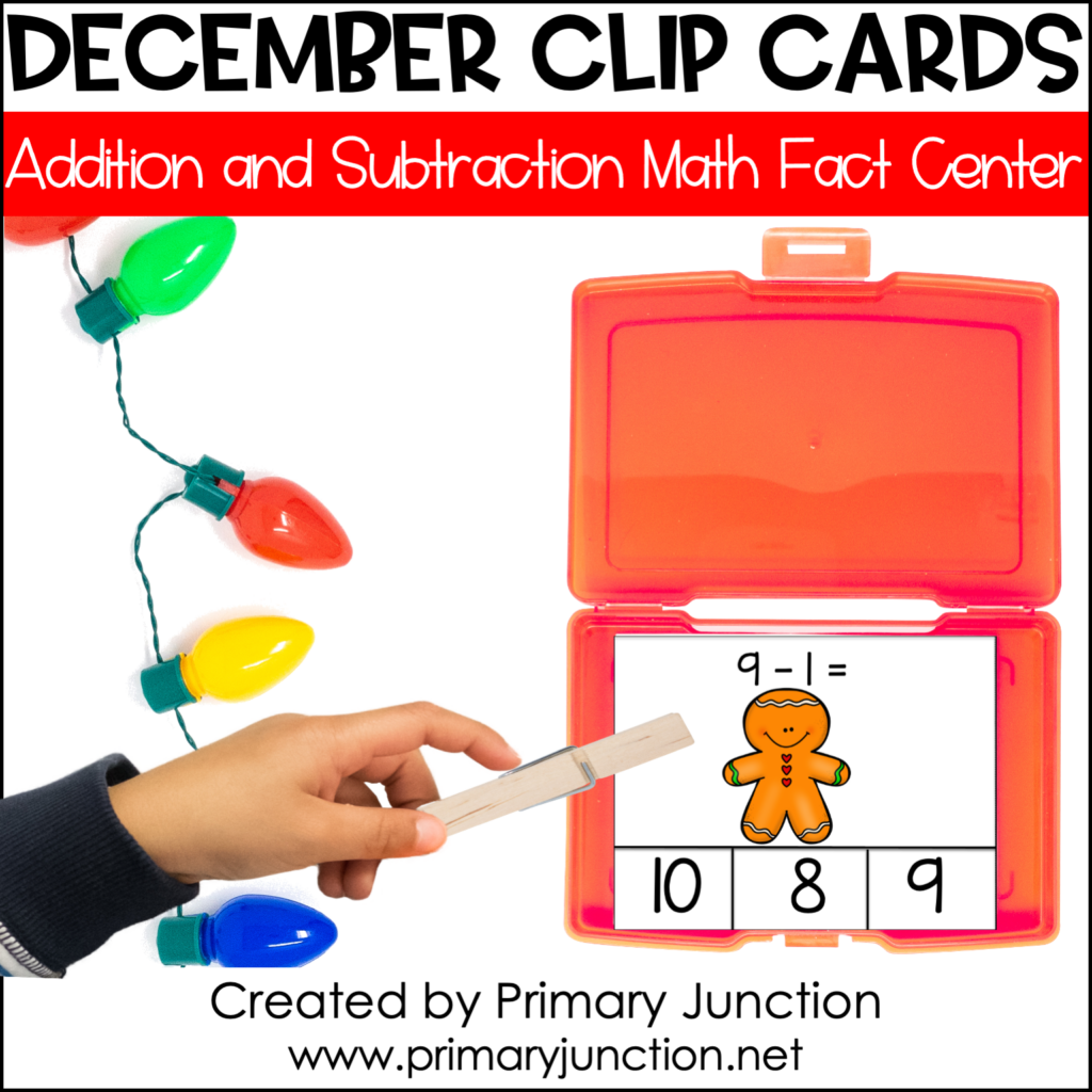 Math Facts Clip Cards Addition and Subtraction Within 10 December Math ...