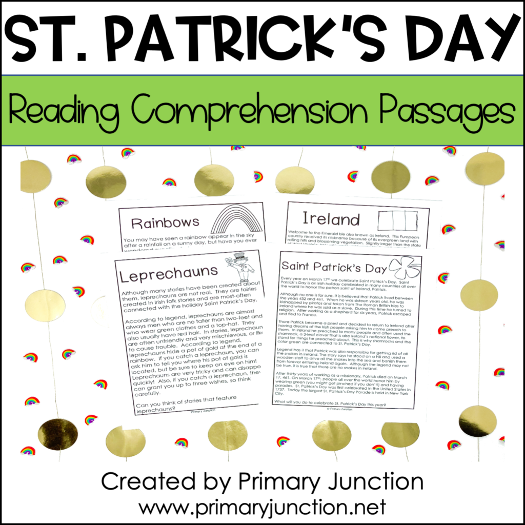 St Patrick’s Day Non-Fiction Reading Comprehension Passages | Primary ...