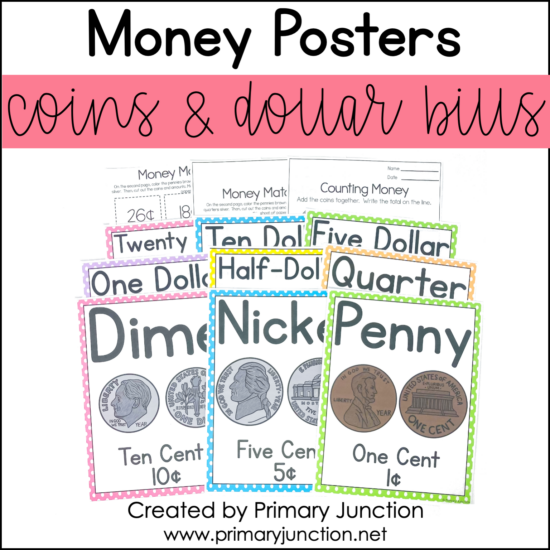 Money Posters to Help With Identifying Coins Value Counting