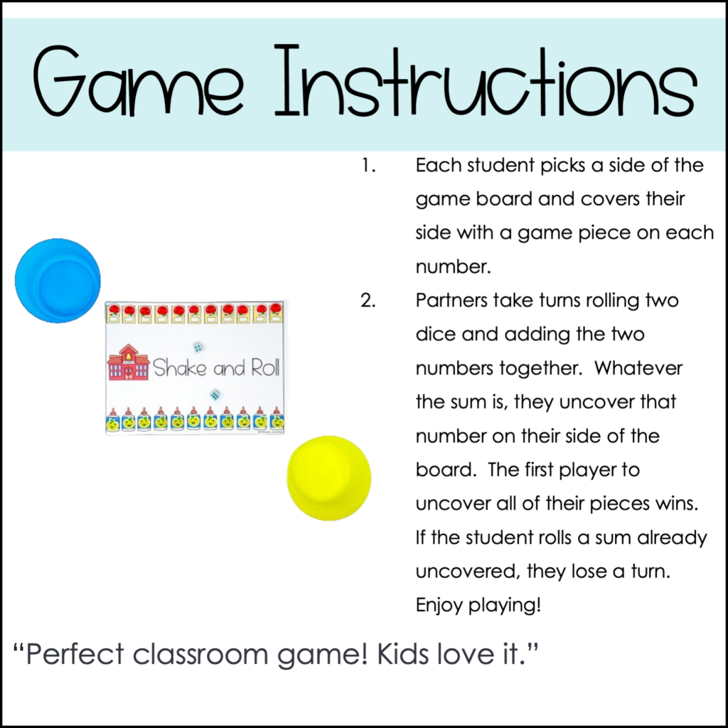 Addition Dice Games Math Fact Fluency Centers Stations