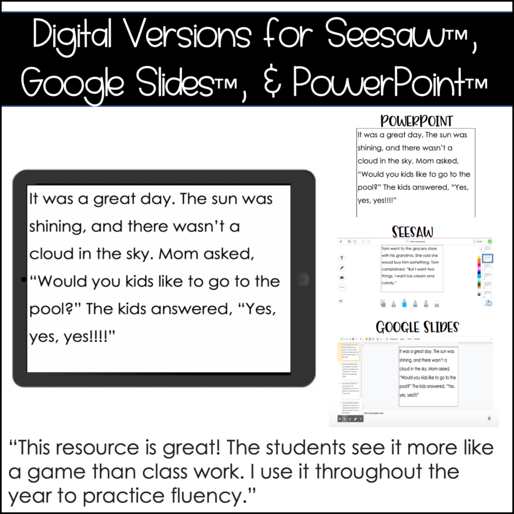 Fluency Strips Reading Fluency Practice with Expression Games ...