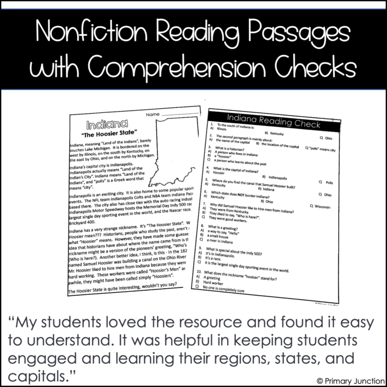 US 50 States Reading Comprehension Passages Regions Maps