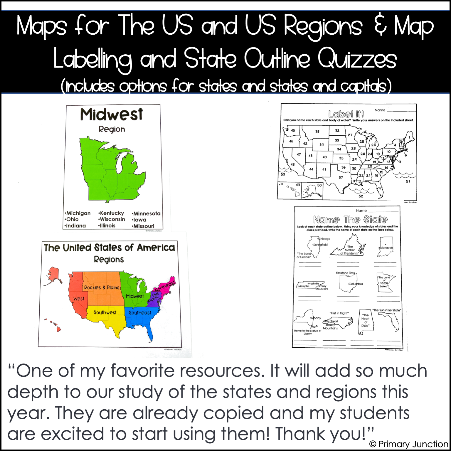 US 50 States Reading Comprehension Passages Regions Maps