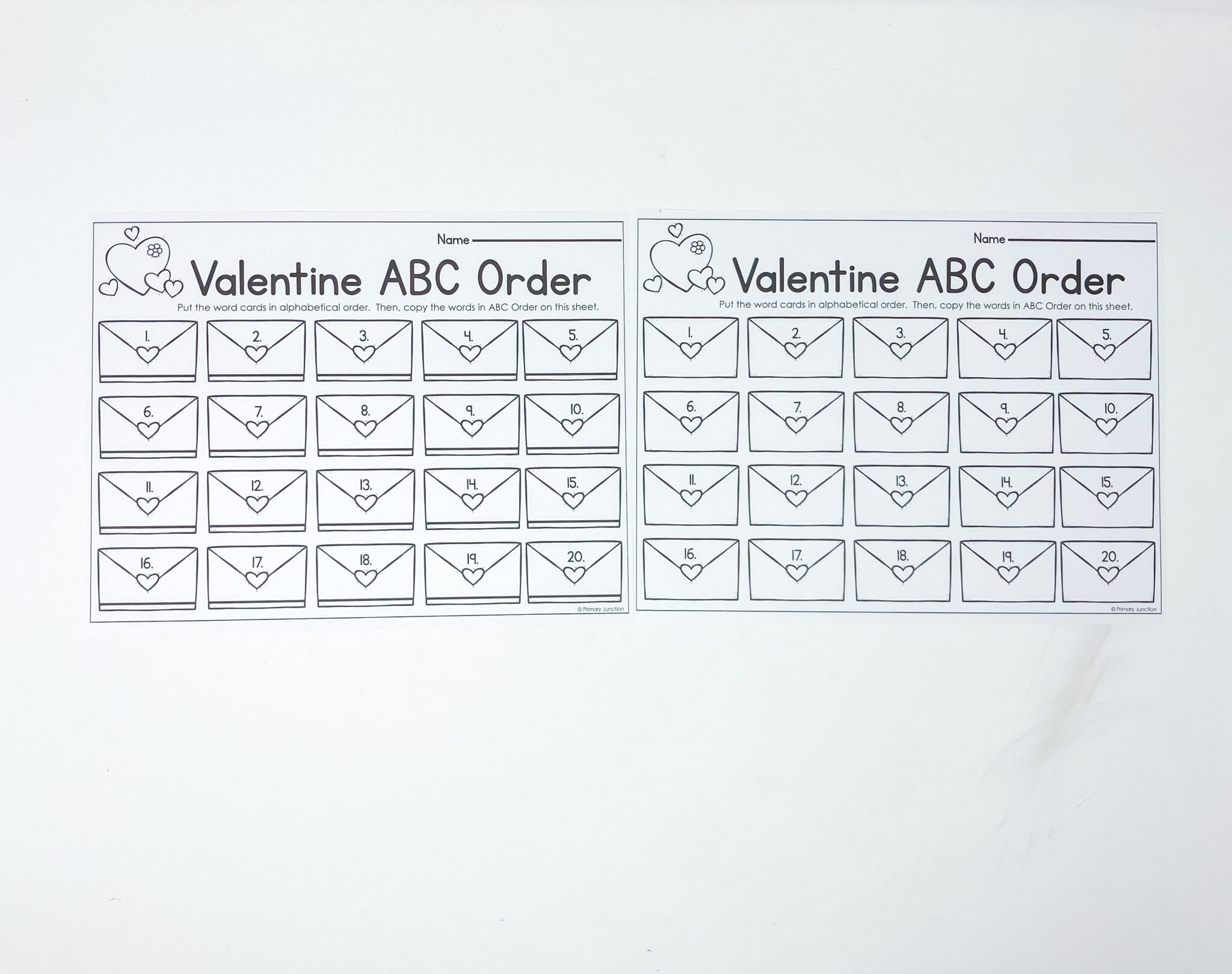 Valentine ABC Order Literacy Center