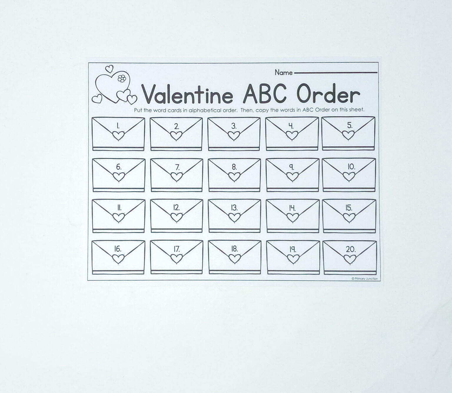 Valentine ABC Order Literacy Center