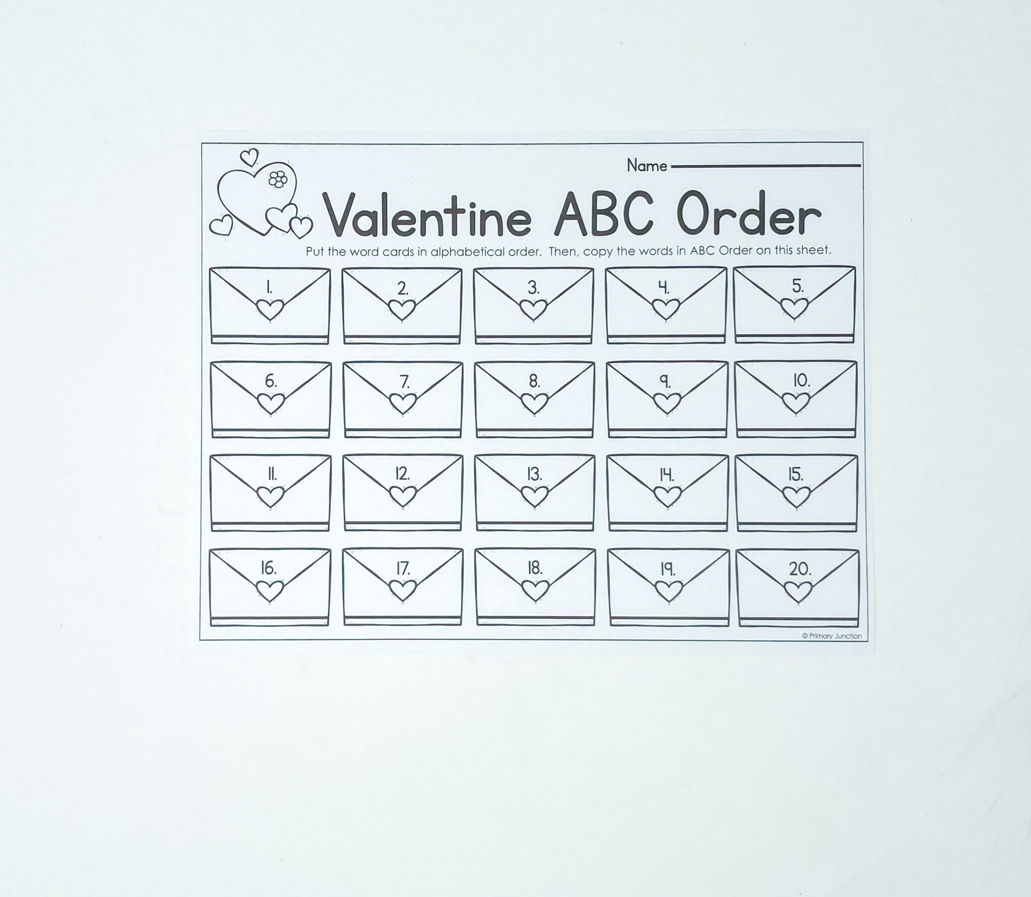 Valentine ABC Order Literacy Center