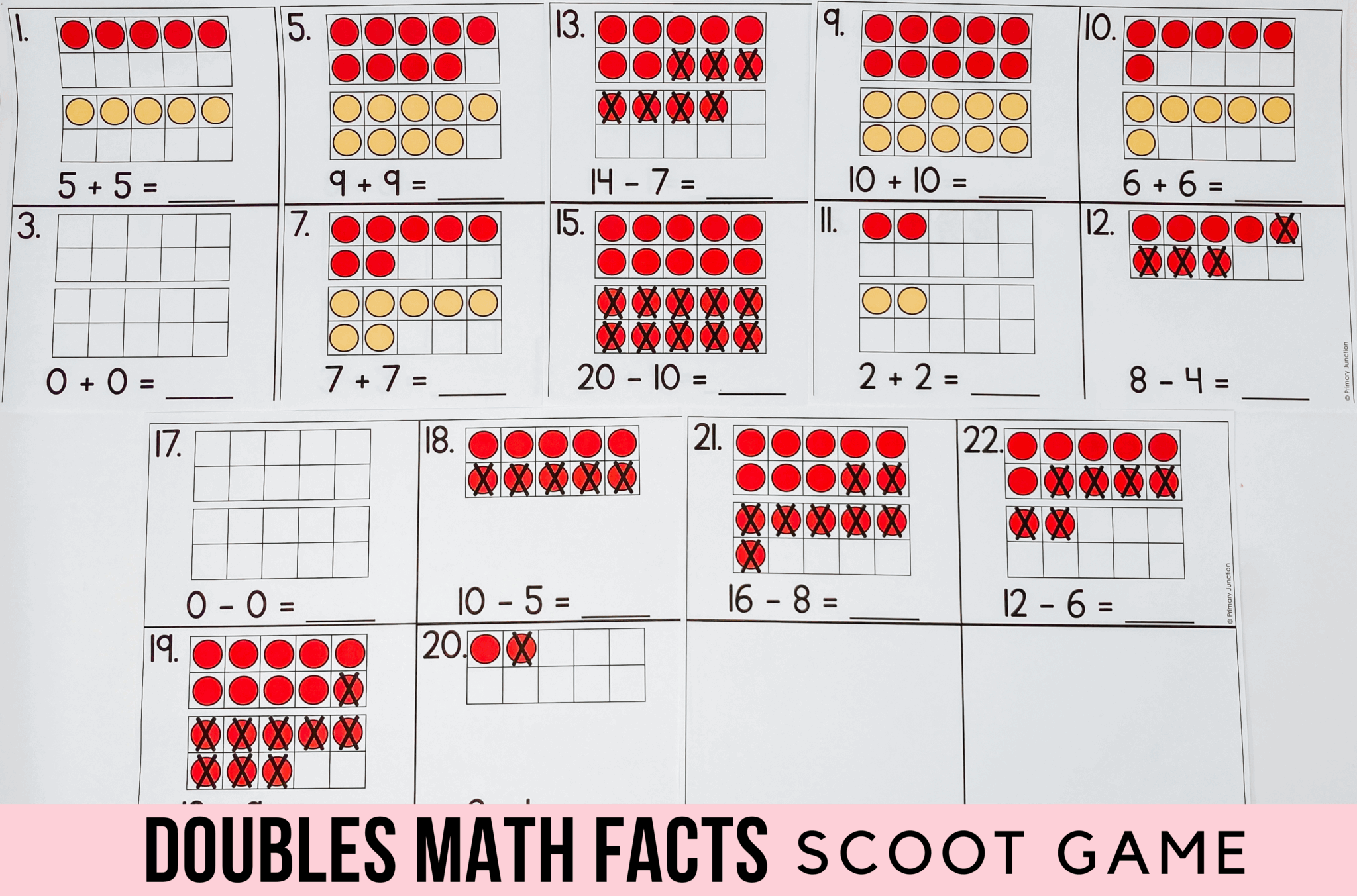 How I Teach Doubles with a Doubles Math Facts Scoot Game
